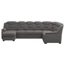 Wohnlandschaft COTTA "Marcus U-Form" Sofas Gr. B/H/T: 330 cm x 99 cm x 211 cm, Chenille, Recamiere links-langer Schenkel rechts, Ohne Bettfunktion-ohne Schubkasten, grau (anthracite) Bequeme Wohnlandschaft in klassischem Design mit hoher Rückenlehne