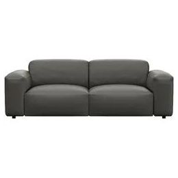 2,5-Sitzer FLEXLUX "Lucera Sofa, super bequem durch hochwertigen Sitzaufbau mit Kaltschaum" Sofas Gr. B/H/T: 219cm x 73cm x 102cm, Echtleder, grau (warm mineral grau) modern & anschmiegsam, Designsofa