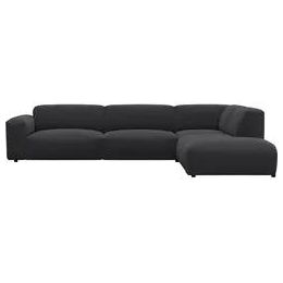 Ecksofa FLEXLUX "Lucera, super bequem durch hochwertigen Sitzaufbau mit Kaltschaum" Sofas Gr. B/H/T: 321cm x 73cm x 231cm, Lederoptik, Ottomane rechts, schwarz (gorilla black) modern & anschmiegsam, L-Form, Designsofa