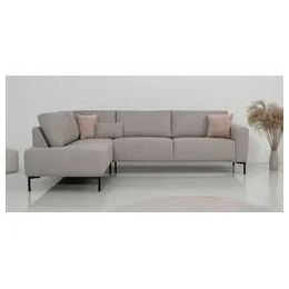 Ecksofa Andas "Melby" Sofas Gr. B/H/T: 275cm x 87cm x 205cm, Struktur weich, Ottomane links, braun (latte) Breite 275 cm, in einem weichen Struktur Stoff, lose Rückenkissen