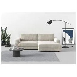 Ecksofa Trendmanufaktur "Bourbon, Designsofa mit tollem Sitzkomfort, L-Form" Sofas Gr. B/H/T: 250 cm x 84 cm x 176 cm, Breitcord, mega-Recamiere rechts, XXL mit Sitztiefenverstellung, beige (sand) extra tiefe Sitzfläche, wahlweise mit Sitztiefenverstellung