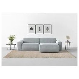 Ecksofa Trendmanufaktur "Braga, mit hochwertigem Kaltschaum, L-Form, in Cord erhältlich" Sofas Gr. B/H/T: 255cm x 72cm x 160cm, Breitcord RIBBON, Recamiere rechts, grau modernes Sofa, Couch mit hohem Sitzkomfort, 25572160 cm (BHT)