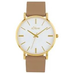 Quarzuhr s.Oliver, beige, Armbanduhren, Damen, Armbanduhr, Damenuhr, analog, Silikonarmband