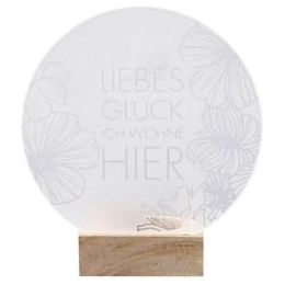 Räder räder Living Glaspoesie Teelicht Liebes Glück 15x17 cm Glas Akazienholz