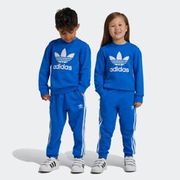 Trainingsanzug adidas originals "TREFOIL CREW SE" Gr. 128, blau (blue) Kinder Sportanzüge