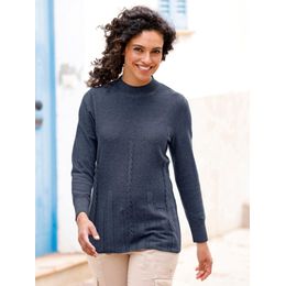 Strickpullover Inspirationen "Stehkragen-Pullover" Gr. 42, blau (rauchblau, meliert) Damen Pullover