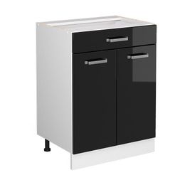 Unterschrank R-Line, Schwarz Hochglanz, 60 cm mit Schubladen, ohne Arbeitsplatte VICCO