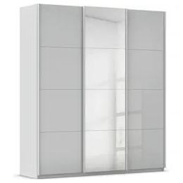 Schwebetürenschrank Rauch "Kleiderschrank Kleiderschränke Schrank Garderobe AGORDO mit Glasfront" Schränke Gr. B/H/T: 203cm x 229cm x 62cm, 3 St., grau (seidengrau/glas seidengrau) durchdachte Innenausstattung, in 4 Breiten und 2 Höhen MADE IN GERMANY