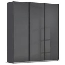 Schwebetürenschrank Rauch "Kleiderschrank Schrank Garderobe AGORDO mit Glasfront" Schränke Gr. B/H/T: 203cm x 229cm x 62cm, 3 St., grau (graumetallic/glas basalt) durchdachte Innenausstattung, in 4 Breiten und 2 Höhen MADE IN GERMANY