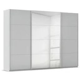 Schwebetürenschrank Rauch "Kleiderschrank Kleiderschränke Schrank Garderobe AGORDO mit Glasfront" Schränke Gr. B/H/T: 315cm x 229cm x 62cm, 3 St., grau (seidengrau/glas seidengrau) durchdachte Innenausstattung, in 4 Breiten und 2 Höhen MADE IN GERMANY