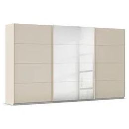 Schwebetürenschrank Rauch "Kleiderschrank Kleiderschränke Schrank Garderobe AGORDO mit Glasfront" Schränke Gr. B/H/T: 360cm x 210cm x 62cm, 3 St., beige (champagner/glas champagner) durchdachte Innenausstattung, in 4 Breiten und 2 Höhen MADE IN GERMANY