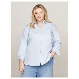 Hemdbluse Tommy Hilfiger Curve "CRV ESS COTTON EASY FIT SHIRT" Gr. 46, blau (breezy blue) Damen Blusen in Großen Größen, Brusttasche, Kellerfalte hinten, abgerundeter Saum