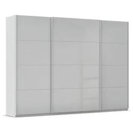 Schwebetürenschrank Rauch "Kleiderschrank Schrank Garderobe AGORDO mit Glasfront" Schränke Gr. B/H/T: 315cm x 229cm x 62cm, 3 St., grau (seidengrau/glas seidengrau) durchdachte Innenausstattung, in 4 Breiten und 2 Höhen MADE IN GERMANY