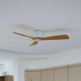 LUCANDE Smart-LED-Deckenventilator Moneno, weiß/holz, Tuya