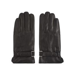 Lederhandschuhe Calvin Klein "LEATHER RIVET GLOVES" Gr. L/XL, schwarz (ck black) Damen Handschuhe mit Logoschriftzug