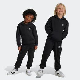 Trainingsanzug adidas originals "HOODIE FZ CARGO" Gr. 104, schwarz (black) Kinder Sportanzüge