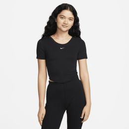 Nike Sportswear Chill Knit enges Kurzarm-Mini-Rippen-Oberteil mit Scoop-Rücken für Damen - Schwarz