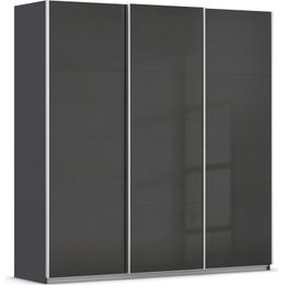 Schwebetürenschrank Rauch "Kleiderschrank Schrank Garderobe AGORDO mit Dekor- oder Hochglanzfront" Schränke Gr. B/H/T: 203 cm x 210 cm x 62 cm, 3 St., grau (graumetallic, hochglanz effektgrau) durchdachte Innenausstattung, in 4 Breiten und 2 Höhen MADE IN GERMANY