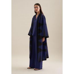 Maxikleid Seidensticker "Schwarze Rose" Gr. ****, Normalgrößen, blau (mittelblau) Damen Kleider Kimono Druck