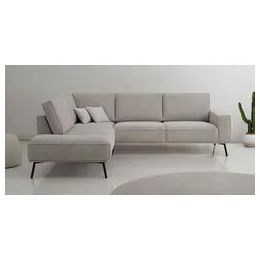 Ecksofa Andas "Vosby" Sofas Gr. B/H/T: 260cm x 85cm x 208cm, Chenille, Ottomane links, beige (natural) Breite 260 cm, Chenille, mit dekorativer Kedernaht