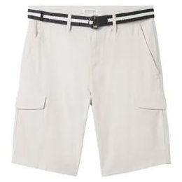 Tom Tailor Herren Regular Cargoshorts mit Gürtel, beige, Uni, Gr. 30