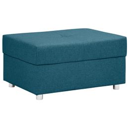 Hocker Home Affaire "Italia", blau (petrol), B:78cm H:42cm T:59cm, Microfaser PRIMABELLE (100% Polyester);Struktur fein (100% Polyester), Hocker, Polsterhocker, mit Federkern