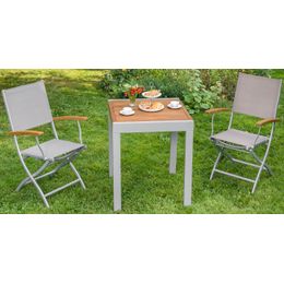 Gartentisch Merxx "Balkonauszieh-tisch" Tische Gr. B/H/T: 65 cm x 75 cm x 130 cm, beige (beige, silber) 65x130 cm