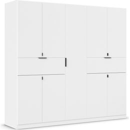 Drehtürenschrank Rauch "Kleiderschrank Schrank Garderobe Wäscheschrank TICAO mit 2 Schubladen" Schränke Gr. B/H/T: 226 cm x 210 cm x 54 cm, 9 St., weiß (alpinweiß) die in der Höhe variabel positioniert werden können MADE IN GERMANY