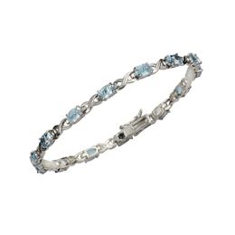 Armband ZEEme "Silber 925 rhodiniert 19cm lang mit 14x Blautopas (beh.)" Armbänder Gr. 19cm, Silber 925 (Sterlingsilber), weiß Damen