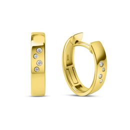 Paar Creolen OROLINO "Gold 585mit Brillanten zus. 0,04ct." Ohrringe Gr. ONE-SIZE, 0,04 ct SI = kleine Einschlüsse, Gold, gelb (gelb, weiß) Damen