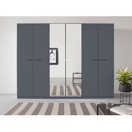 Drehtürenschrank Rauch "Kleiderschrank Schrank Garderobe TOPSELLER OTELI inkl. Inneneinteilung" Schränke Gr. B/H/T: 270 cm x 210 cm x 54 cm, Mit Spiegel, grau (graumetallic) mit 3 Innenschubladen extra Böden optional Spiegel MADE IN GERMANY