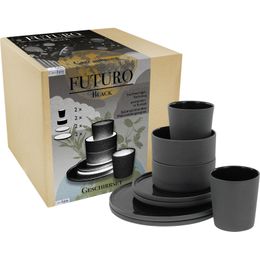 Kombiservice Creatable "Futuro" Geschirr-Sets Gr. 8 tlg., schwarz Service, je 2 Speiseteller, Dessertteller, Schalen, Kaffeebecher