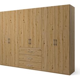 Drehtürenschrank SET ONE BY Musterring "Henderson" Schränke Gr. B/H/T: 301 cm x 223 cm x 60 cm, 6 St., braun (eiche artisan) mit 3 Schubladen, inkl. Fachböden und Kleiderstangen