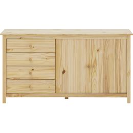 Sideboard Home Affaire "Chur" Sideboards Gr. B/H/T: 150 cm x 80 cm x 40 cm, 4, beige (natur) aus Massivholz Kiefer