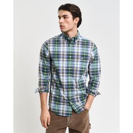 Karohemd Gant "REG POPLIN TARTAN CHECK SHIRT" Gr. 4XL, N-Gr, grün (deep forest green) Herren Hemden Regular Fit Popeline Hemd mit Tartan-Karomuster