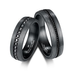 Trauring MARRYA "MARRYA Carbon Ringe Trauringe Eheringe Partnerringe" Fingerringe Gr. 48, Carbon, schwarz (herren ring, schwarz) Damen