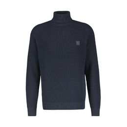 Rollkragenpullover Lerros "Lerros aus wärmender Strukturstrickware" Gr. 4XL, blau (classic navy) Herren Pullover