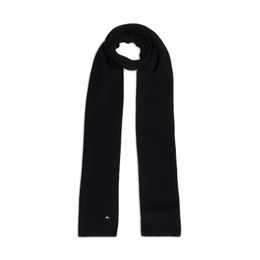 Strickschal Tommy Hilfiger "TH FLAG PIMA COTTON CASH SCARF" schwarz (black) Damen Modetücher mit Logostickerei