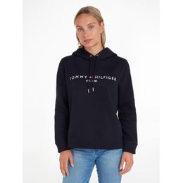 Kapuzensweatshirt Tommy Hilfiger Gr. L (40), blau (desert sky (dunkelblau)) Damen Sweatshirts mit Tommy Hilfiger Logostickerei