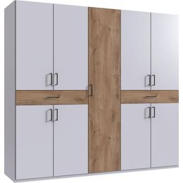 Drehtürenschrank wimex "Tibet" Schränke Gr. B/H/T: 225cm x 208cm x 58cm, 9 St., weiß (weiß/ absetzung plankeneiche nachbildung) mit Schubkästen auf bequemer Zugriffshöhe