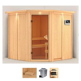 Karibu Sauna "Jarin" Saunen 9-kW-Ofen mit externer Steuerung beige (naturbelassen)