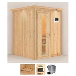 Karibu Sauna "Norin" Saunen 9 KW-Bio-Ofen mit externer Steuerung beige (naturbelassen)