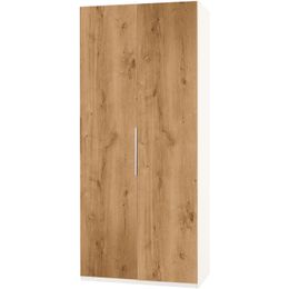 Kleiderschrank wimex "Level by fresh to go" Schränke Gr. B/H/T: 100 cm x 216 cm x 58 cm, 2 St., weiß (weiß, plankeneichefarben) ohne Schubladen