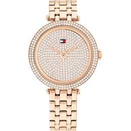 Quarzuhr Tommy Hilfiger "NATALIE" Armbanduhren rosegold (roségoldfarben) Damen Armbanduhr, Damenuhr, Edelstahlarmband, analog, Glaskristalle