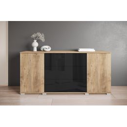 Sideboard Inosign "Kenia" Sideboards Gr. B/H/T: 150 cm x 67,9 cm x 39,5 cm, braun (kastanien breslau, schwarz hgl) Modernes Sideboard mit 3 Schubladen und 4 Fächern, Breite 150 cm