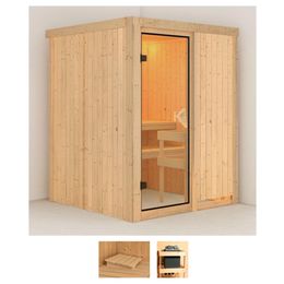 Karibu Sauna "Norin" Saunen ohne Ofen beige (naturbelassen)