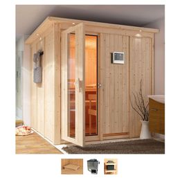 Karibu Sauna "Rodin" Saunen 9-kW-Ofen mit externer Steuerung beige (naturbelassen)