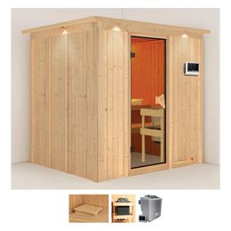 Karibu Sauna "Sodin" Saunen 9 KW-Ofen mit externer Steuerung beige (naturbelassen)