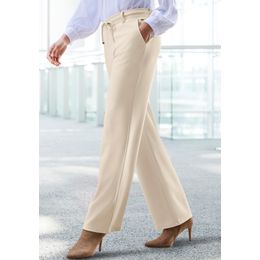 Homewearhose Lascana Gr. 48/50, N-Gr, beige (sand) Damen Hosen in weich fließendem Material, Loungewear