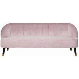 Beliani 3-Sitzer Sofa Rosa Samtstoff mit Steppung Armlehnen Schwarzen Hohen Holzfüßen Dickes Polster Modern Glamourös Wohnzimmer Ausstattung